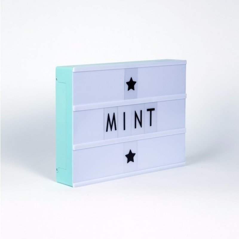 Deco lichtbak/lightbox mintgroen met letters A4