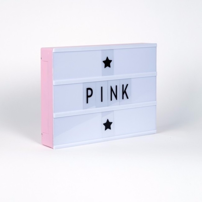 Deco lichtbak/lightbox roze met letters A4